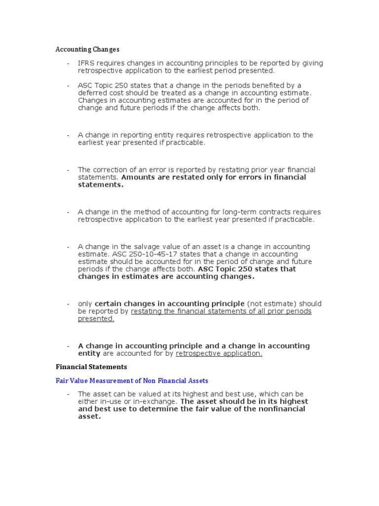 FAR CPA Notes Accounting Changes | PDF | Lease | Fair Value