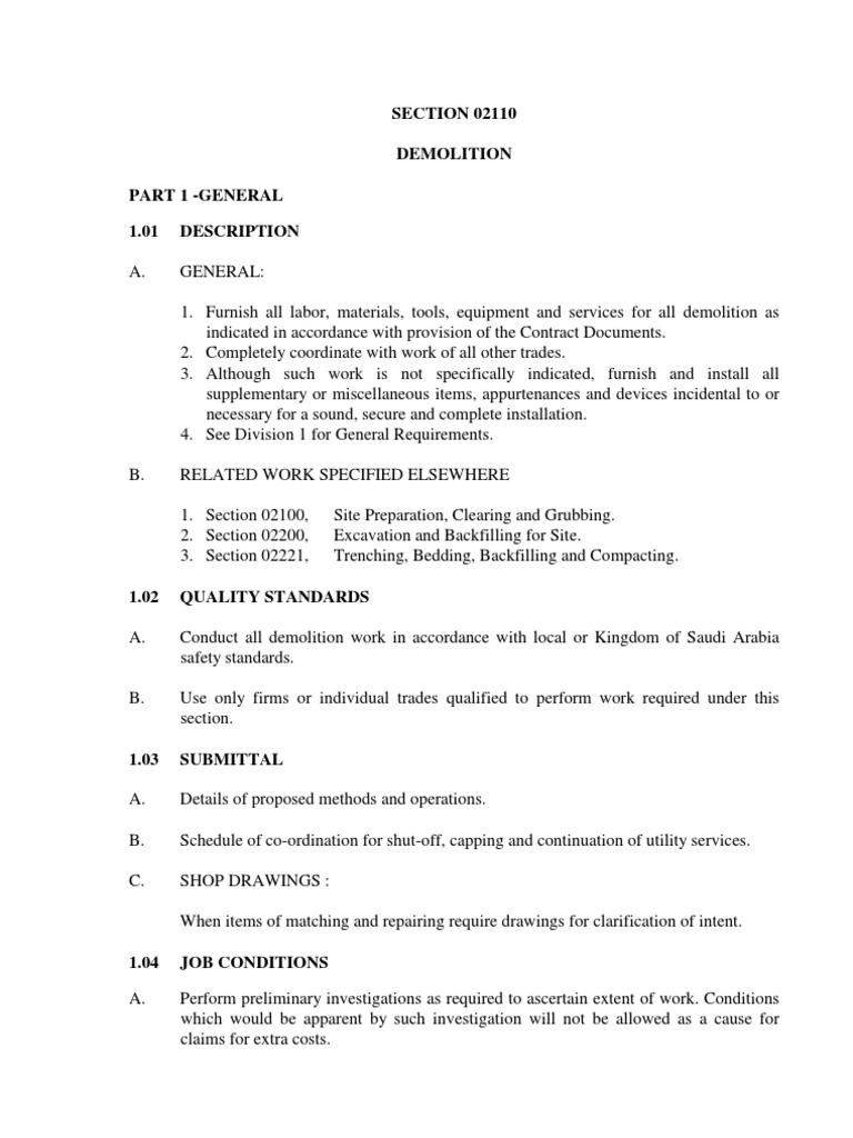 Demolition Procedures and Requirements for the Vocational Training ...