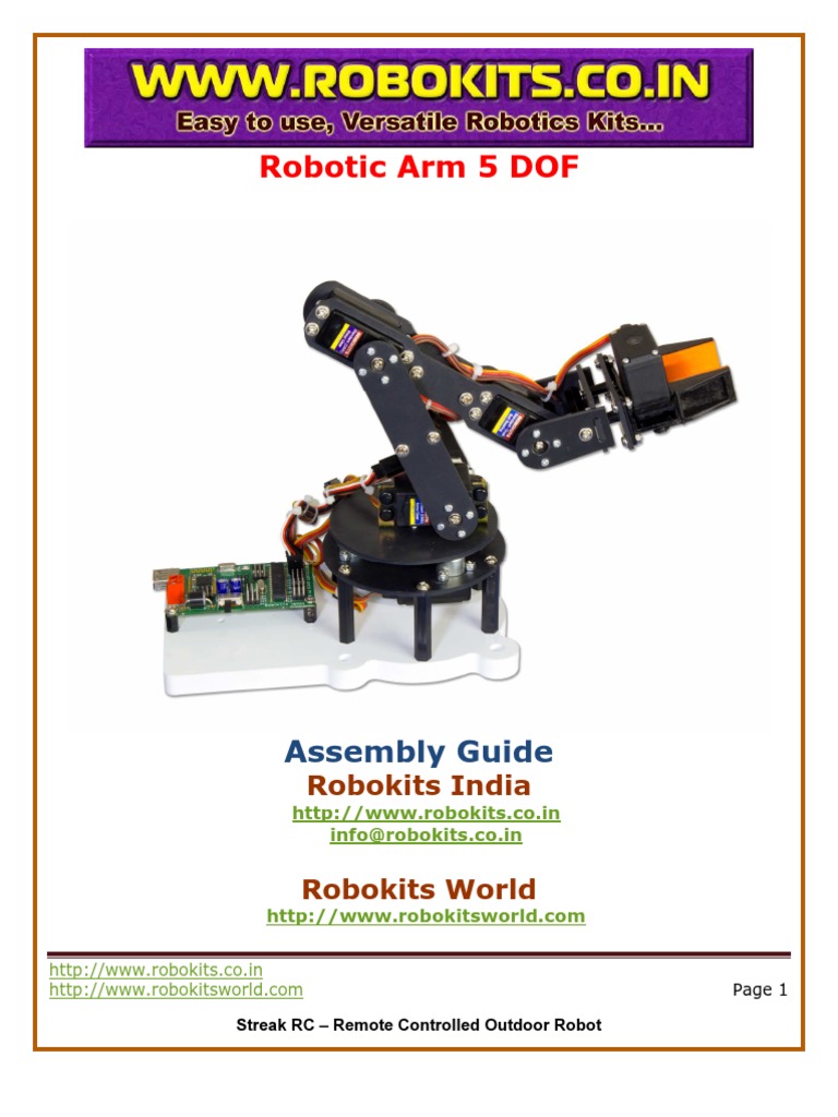 Robotic Arm 5 DOF Tutorial | PDF | Robotics | Servomechanism