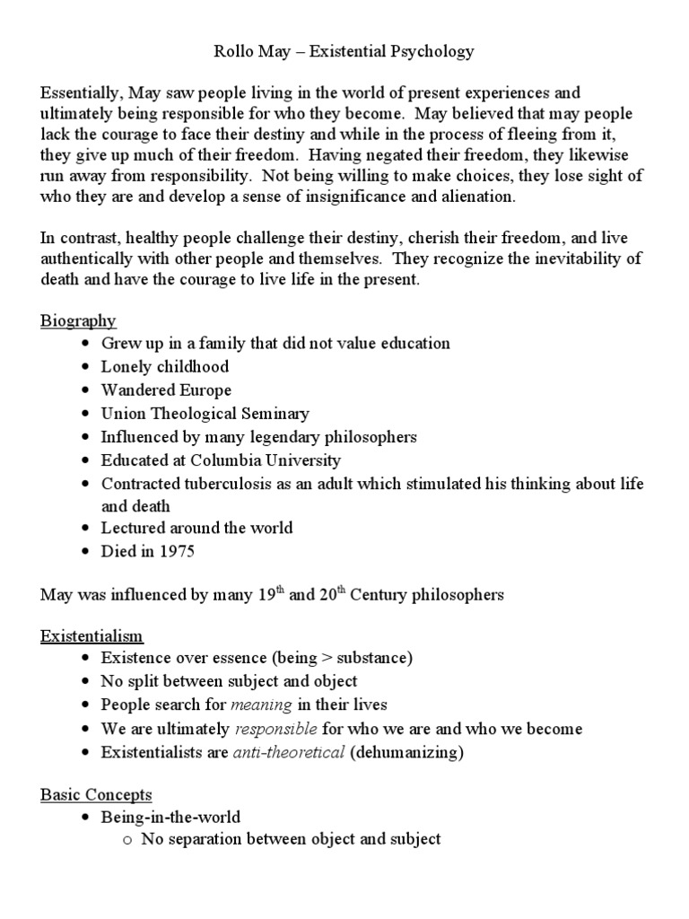 Rollo May - Existential Psychology | PDF | Existentialism | Free Will