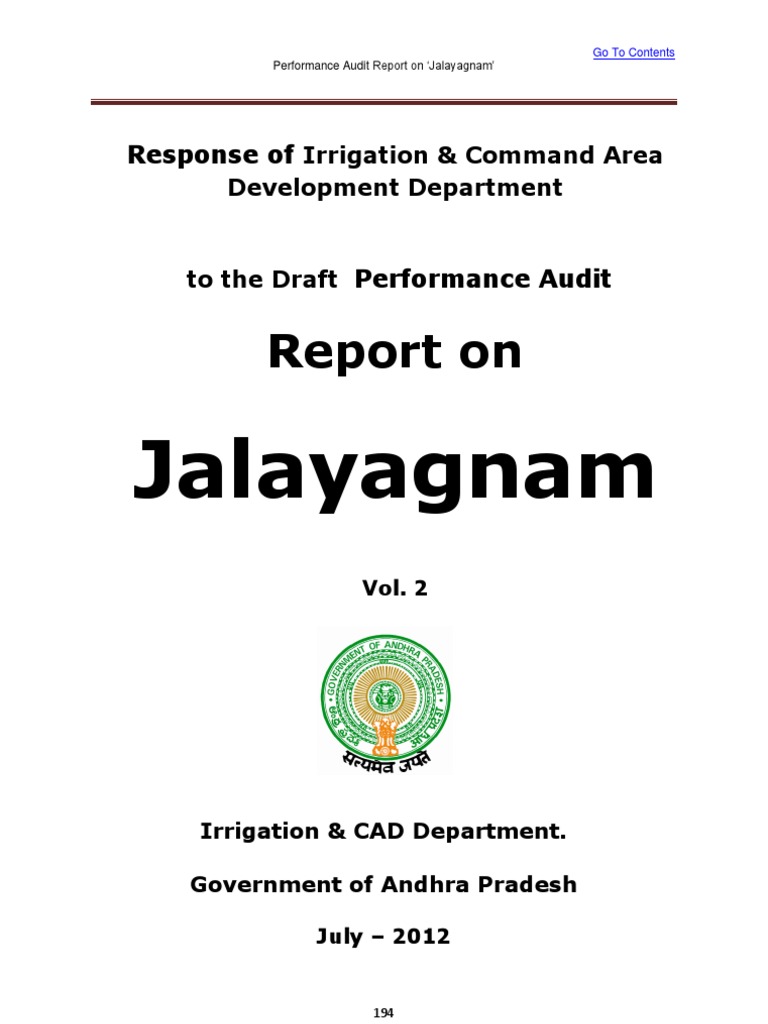Response-Audit Report On Jalayagnam-Vol.2 | PDF | Water And The ...