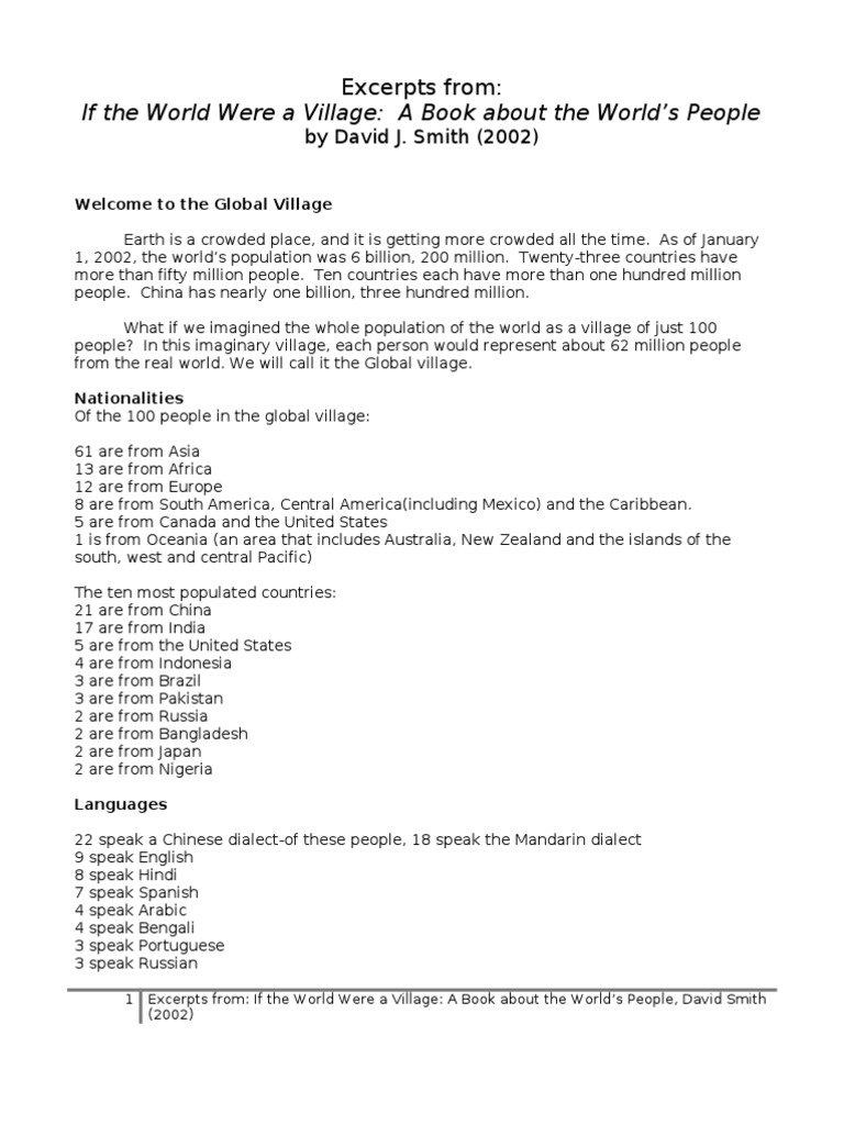 If The World Were A Village: A Book About The World's People | PDF ...