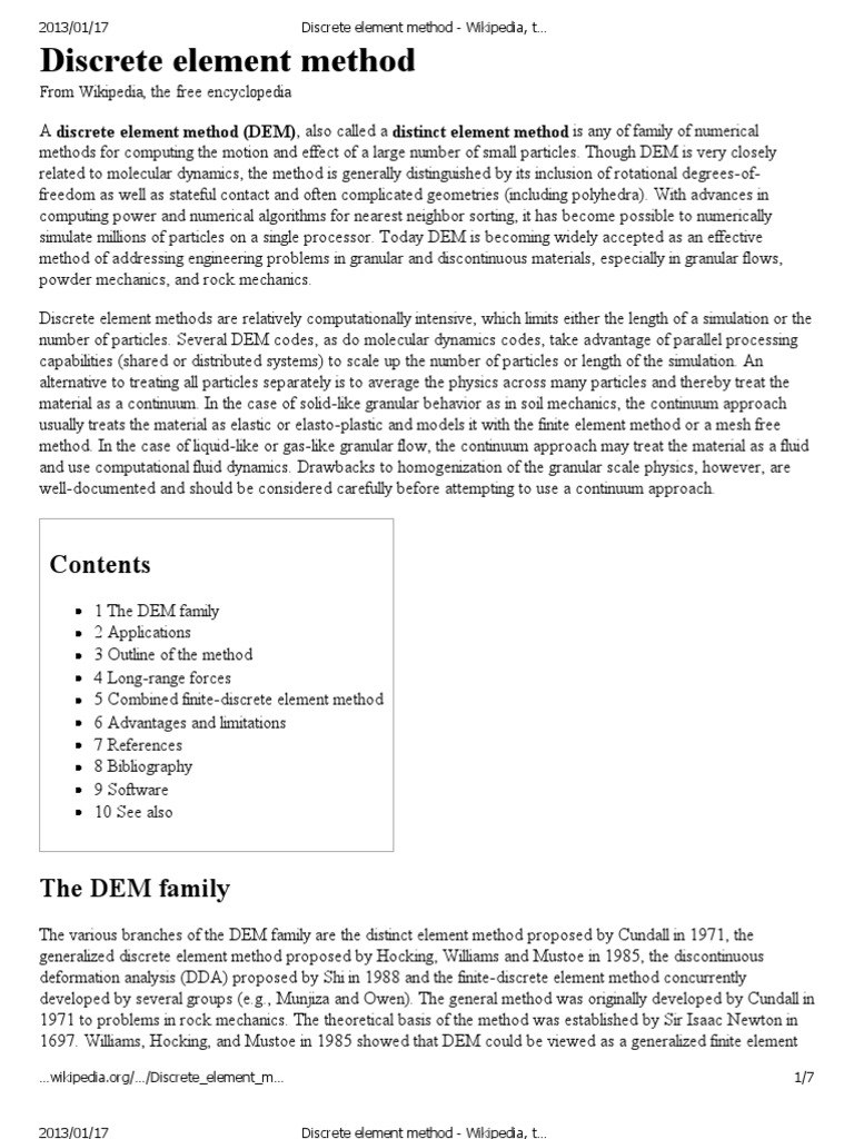 Discrete Element Method - Wikipedia, The Free Encyclopedia | PDF ...