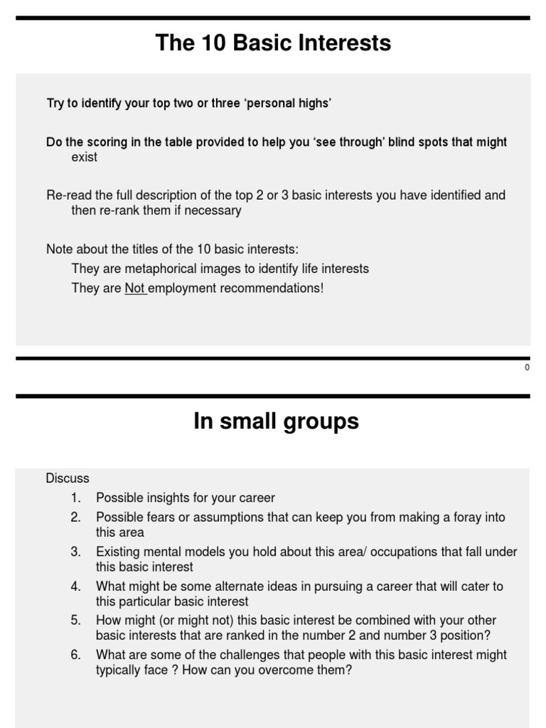 Identifying Your Basic Interests | PDF | Career & Growth