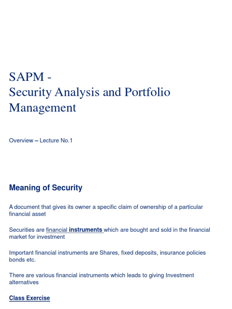 Sapm - Fifth (5) Sem BBI | PDF | Standard Deviation | Investing