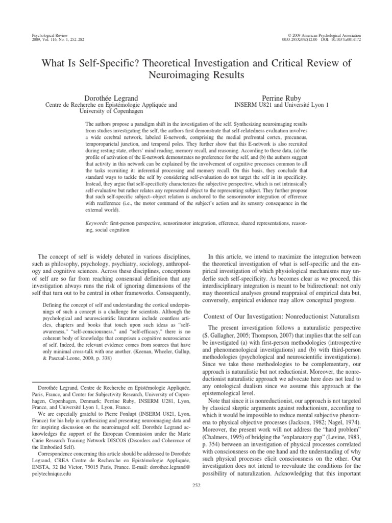 What Is Self Specific | PDF | Cingulate Cortex | Frontal Lobe