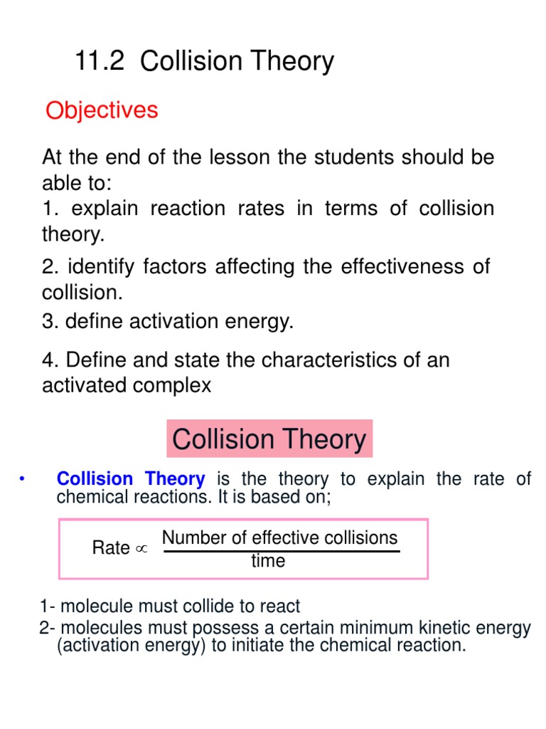 Lec 5 Collision Theory Pdf Reaction Rate Activation Energy