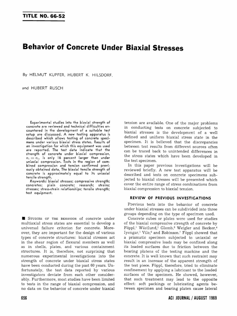 Behavior of Concrete Under Biaxial Stresses | PDF | Strength Of ...