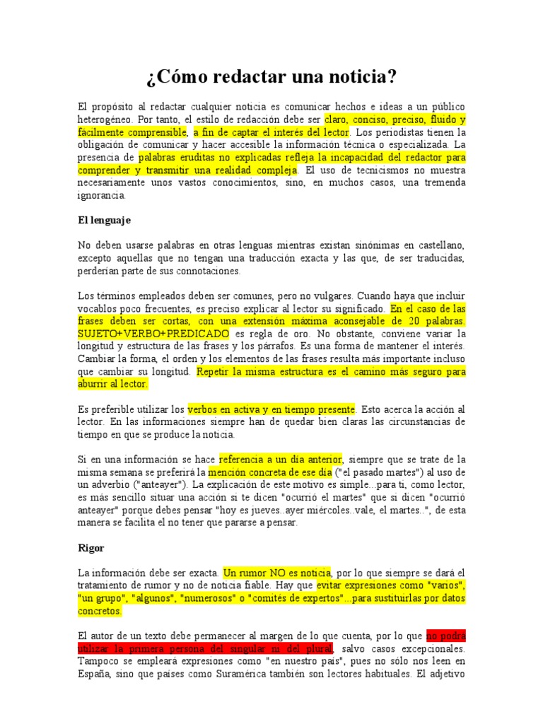 Cómo redactar una noticia | Información | Palabra