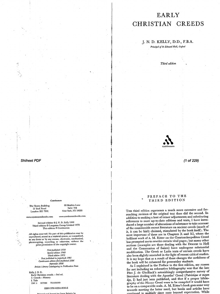 Early Christian Creeds - J.N.D Kelly | PDF