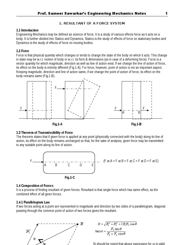 Engineering Mechanics Notes | PDF | Truss | Beam (Structure)