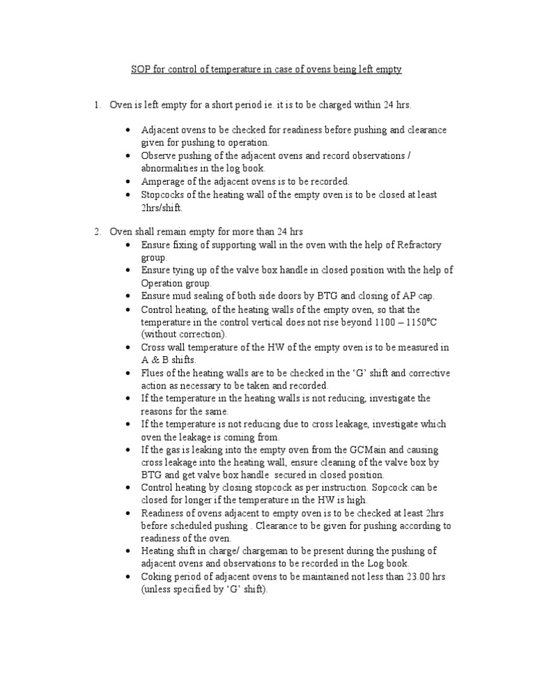 SOP For Empty Oven | Download Free PDF | Mechanical Engineering | Home ...