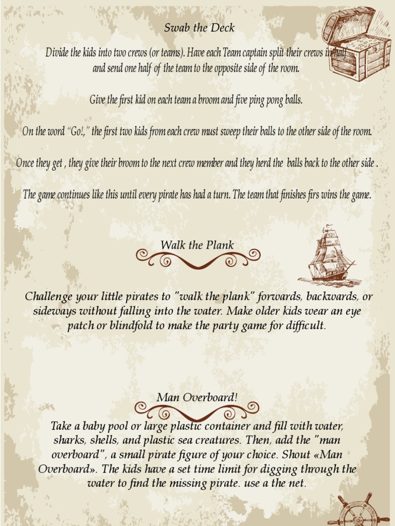 Pirate Games Instructions | Leisure | Sports