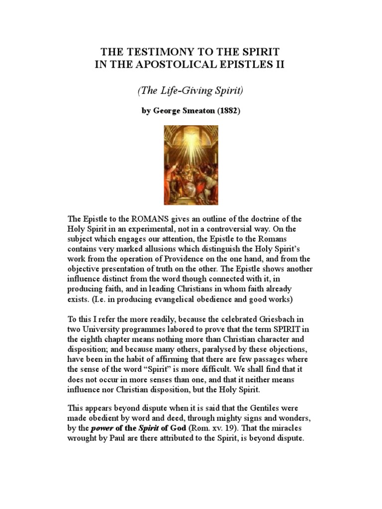 The Life-Giving Spirit | PDF | Epistle To The Romans | Jesus