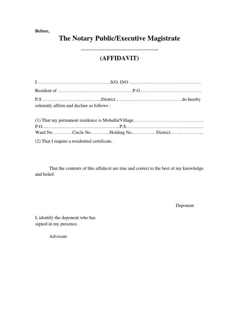 Affidavit Address | PDF | Affidavit | Evidence