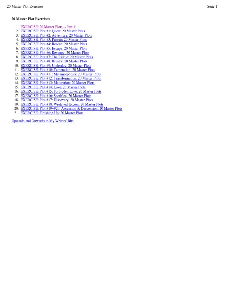 20 Masterplots | PDF | Quest | Revenge