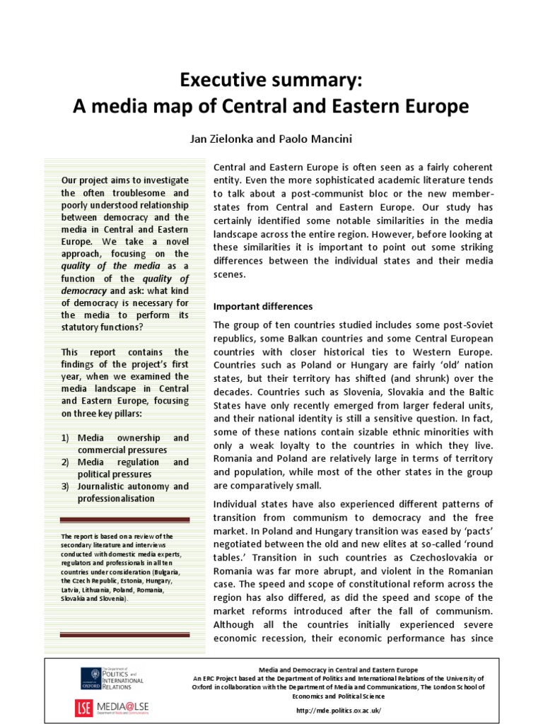 Zielonka Jan and Paolo Mancini 2011 - A Media Map of CEE Summary ...