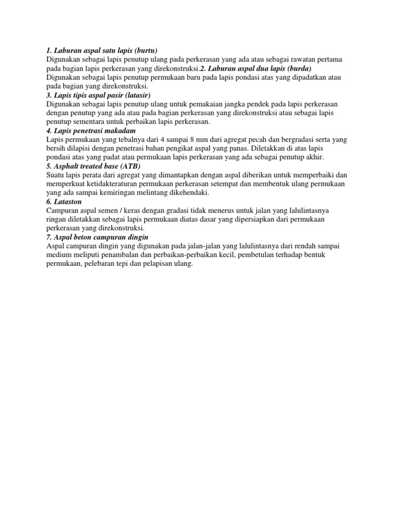Laburan Aspal Satu Lapis | PDF | Griya & Taman