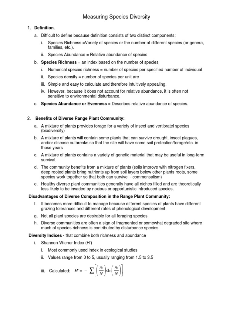 Measuring Species Diversity | PDF | Biogeochemistry | Natural Environment