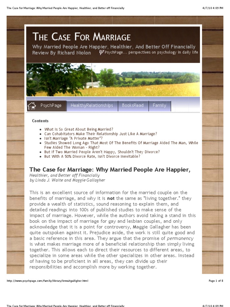 The Case For Marriage - Why Married People Are Happier, Healthier, and ...