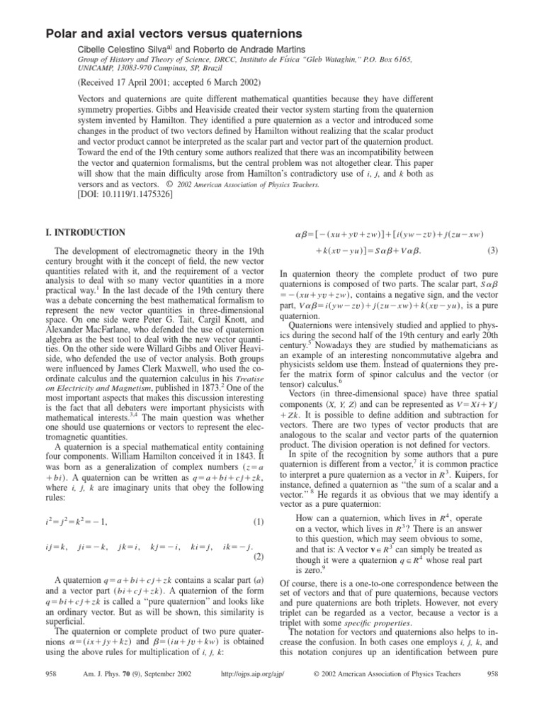 Polar Axial Quaternions | PDF | Euclidean Vector | Complex Number