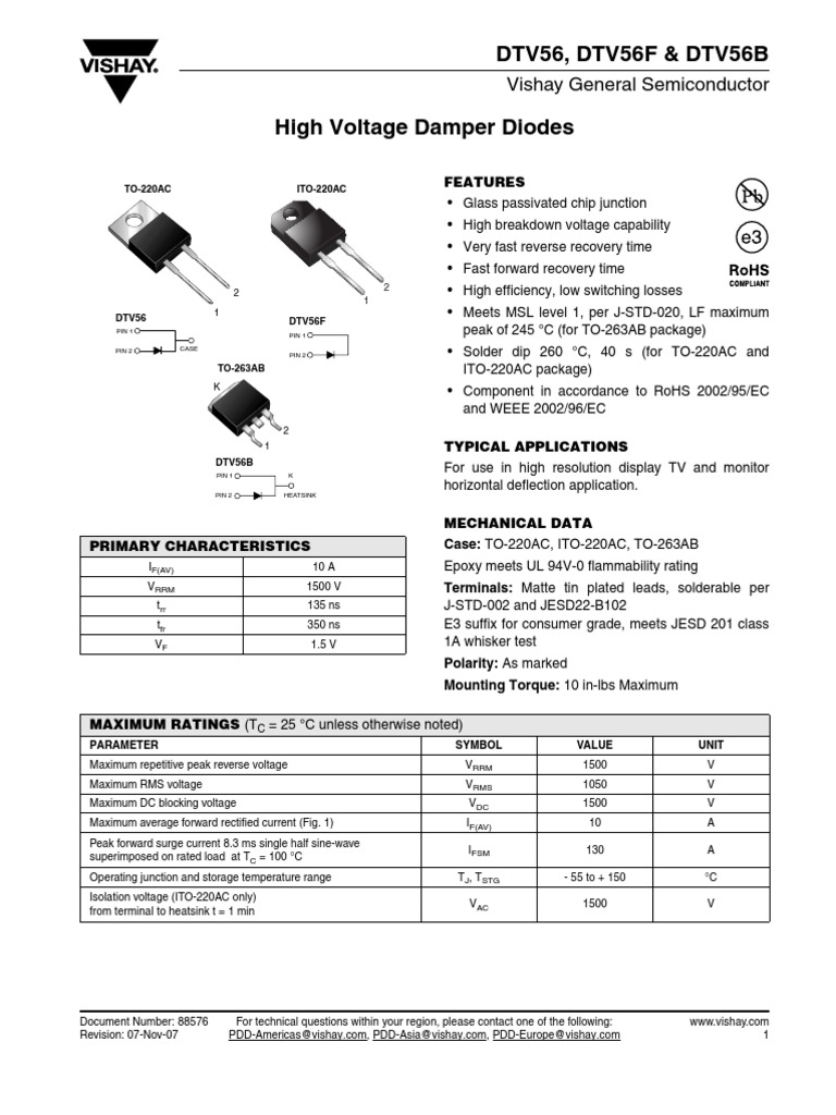 DTV56, DTV56F & DTV56B: Vishay General Semiconductor | PDF | Disclaimer | Diode