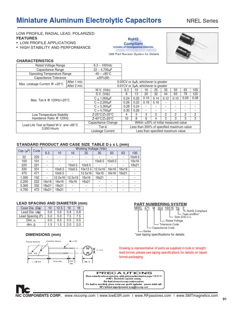 NIC Components NRE-L Series | PDF | Technology & Engineering