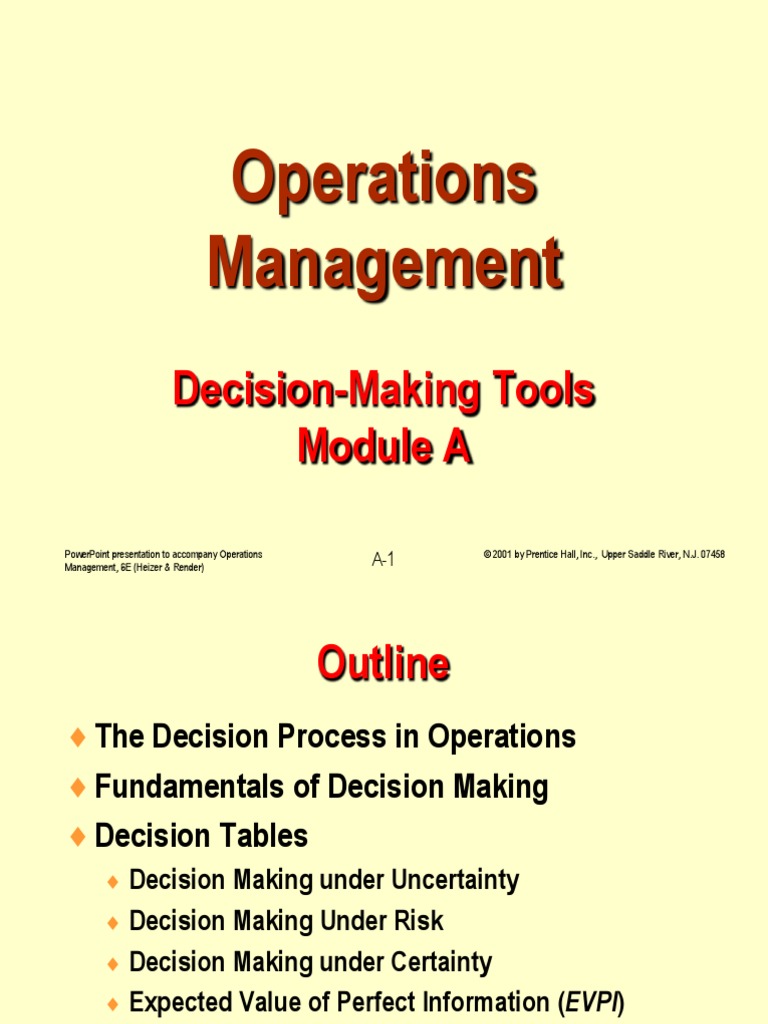 Decision in Operations Management | PDF | Decision Making | Risk