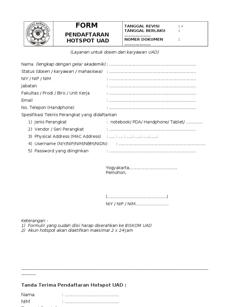 Contoh Form Pendaftaran | PDF