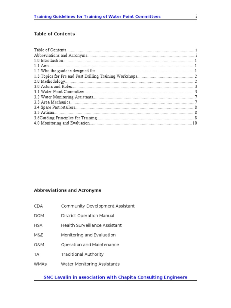 Training Guidelines For Community Water Supply Water Point Management ...