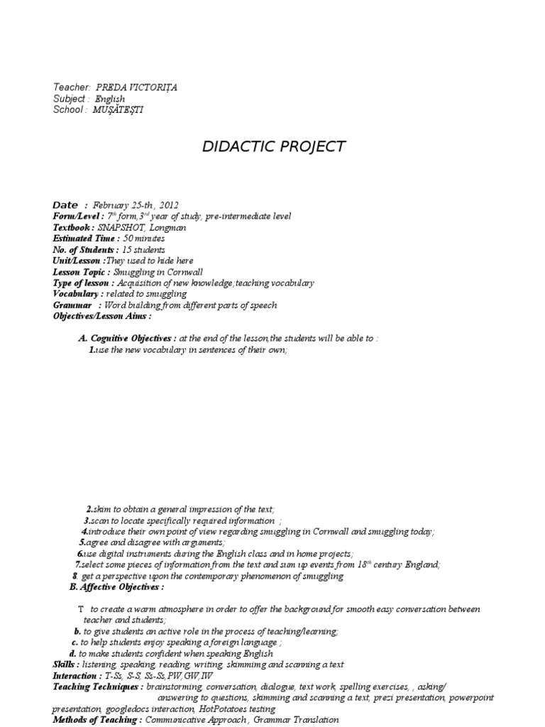 Didactic Project Tic | PDF | Vocabulary | Reading (Process)