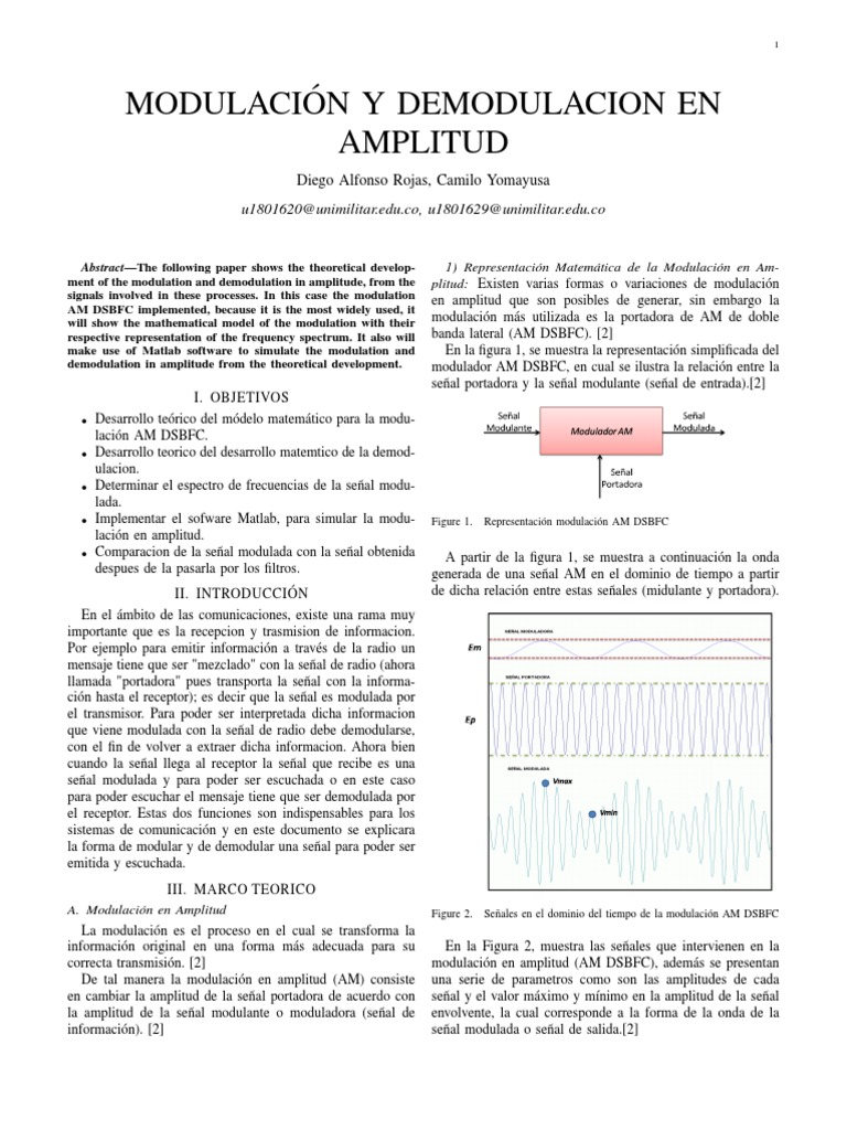 Modulación y Demodulación AM DSBFC | PDF | Modulación | Ingeniería en ...