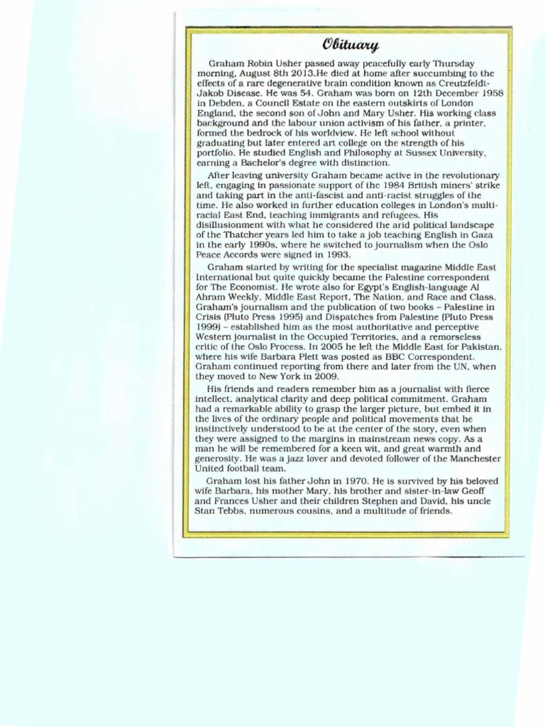 Graham Usher. Journalist | PDF | Journalism | Public Sphere