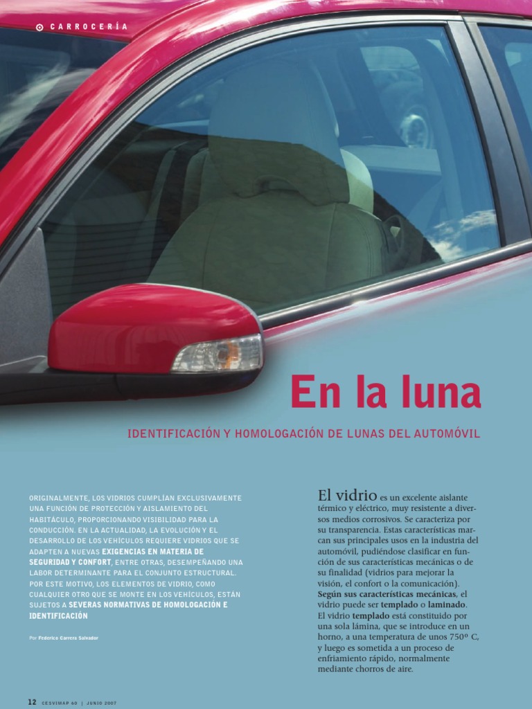 IDENTIFICACIÓN Y HOMOLOGACIÓN DE LUNAS DEL AUTOMÓVIL.pdf | PDF
