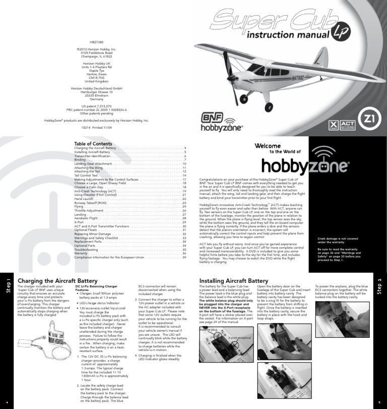 Supercub Manual | PDF | Flight Control Surfaces | Battery Charger