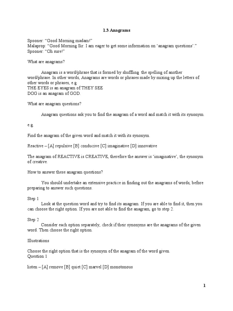 Understanding Anagrams: A Guide to Solving Anagram Questions Through ...