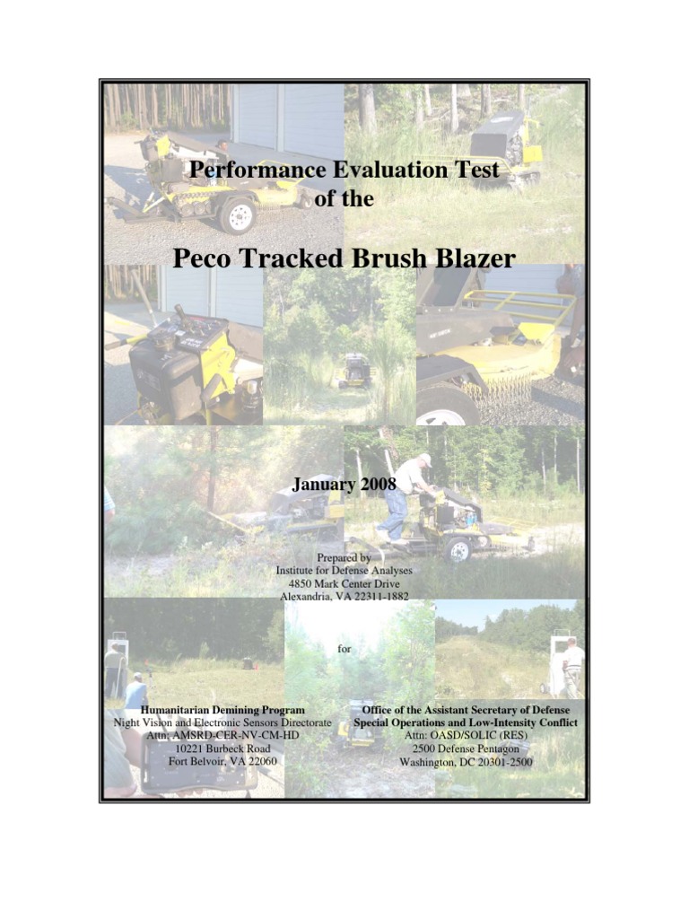 Peco Tracked Brush Blazer: Performance Evaluation Test of The | PDF ...
