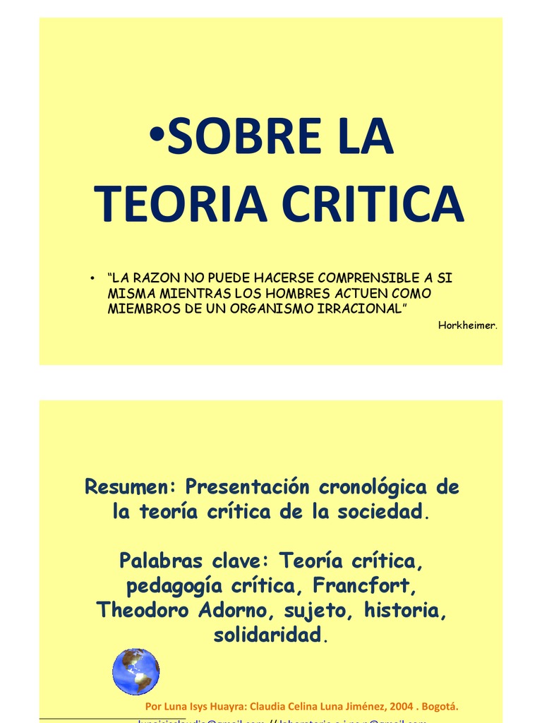 Cronología de la Teoría Crítica | PDF | La teoría crítica | marxismo