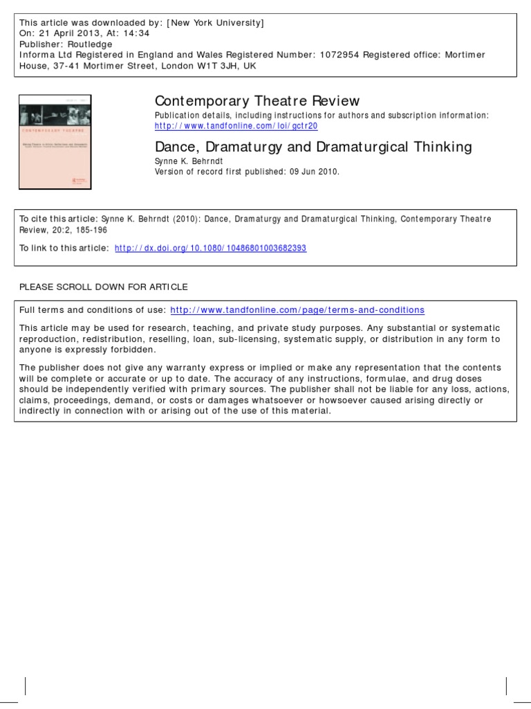 Dance Dramaturgy | PDF | Dances | Theatre