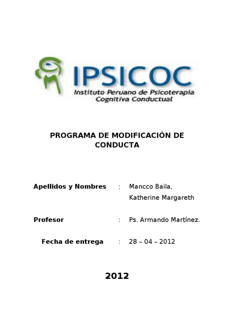 Programa de Modificacion de Conducta | PDF | Modificación de ...