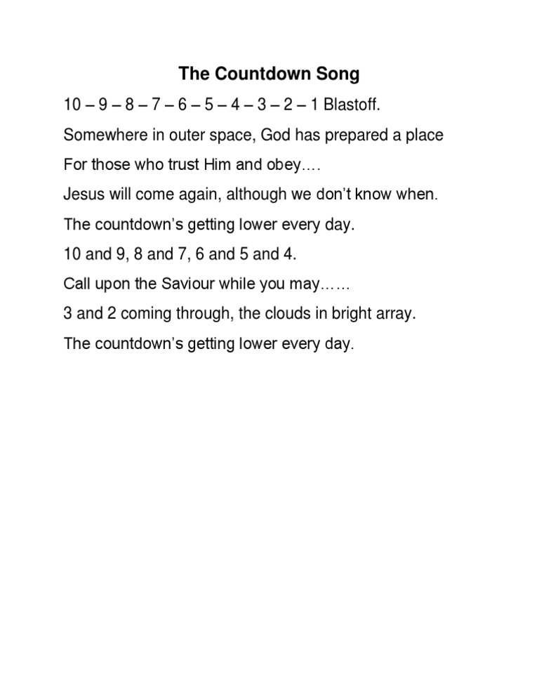 Countdown Song for Kids: Jesus' Return | PDF