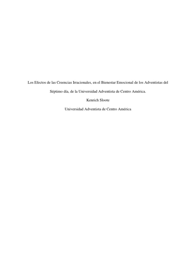 Trabajo de Investigacion Creencias Irracionales y Bienestar Emocional ...