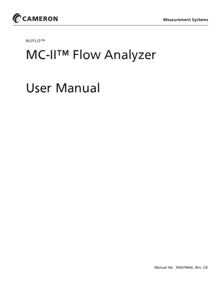 Flow Analyzer Cameron | PDF | Flow Measurement | Screw