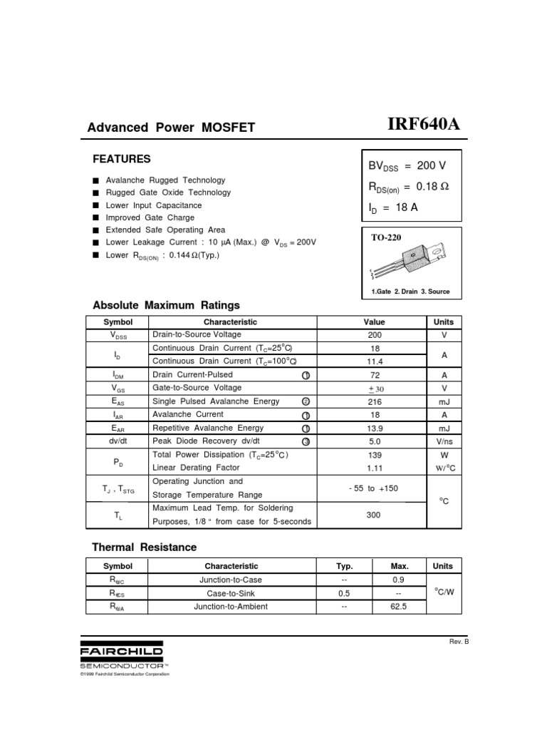 Irf640a PDF | PDF | Field Effect Transistor | Mosfet