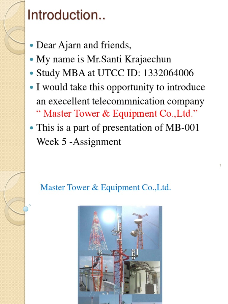 Master Tower & Equipment Overview | PDF | Entertainment (General ...