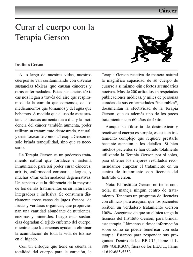 Cura Con Terapia Gerson | PDF | Cáncer | Desintoxicación