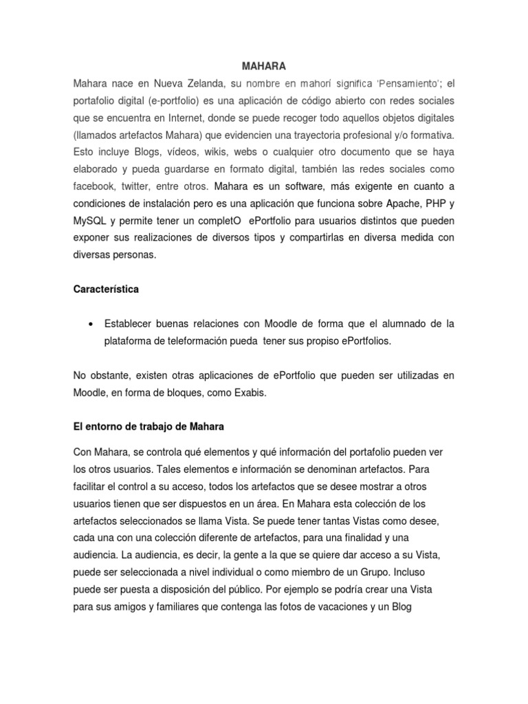 Significado y uso de Mahara | PDF | Moodle | Cognición