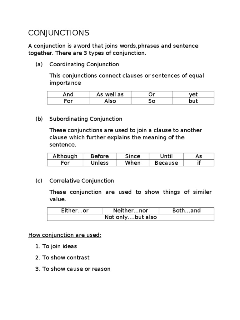 Nota CONJUNCTIONS (WAJ3103) | PDF