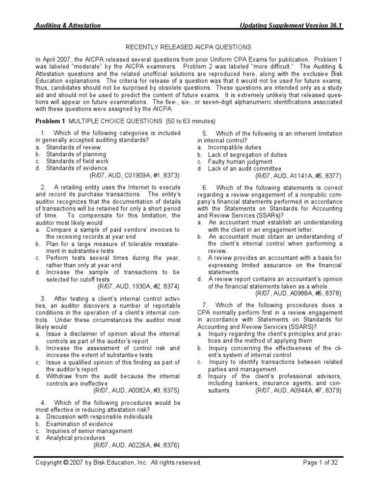 AICPA 2007 AUdit and Assurance | Financial Audit | Auditor's Report