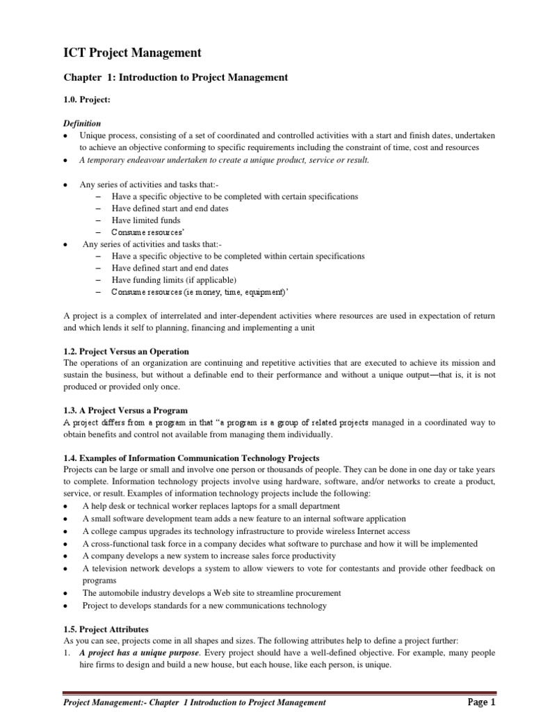 Chapter 1 - Introduction To Project Management | PDF | Project ...